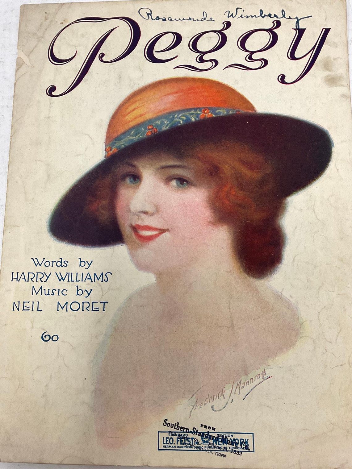 Peggy Sheet Music 1919 Harry Williams Neil Moret Frederick Manning - Etsy