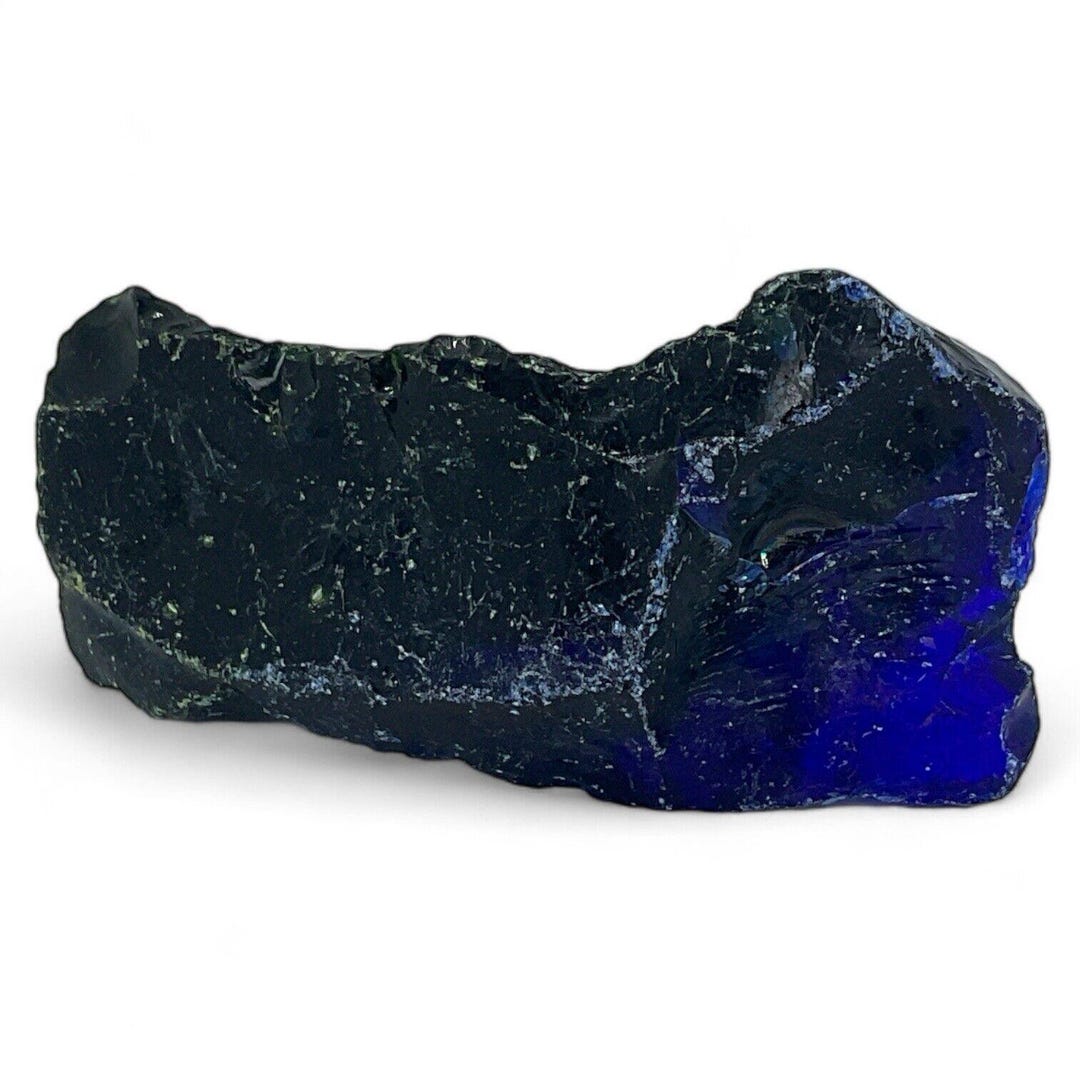 Cobalt Black Layered Art Glass Cullet Glowing Manganese Slag Glass ...