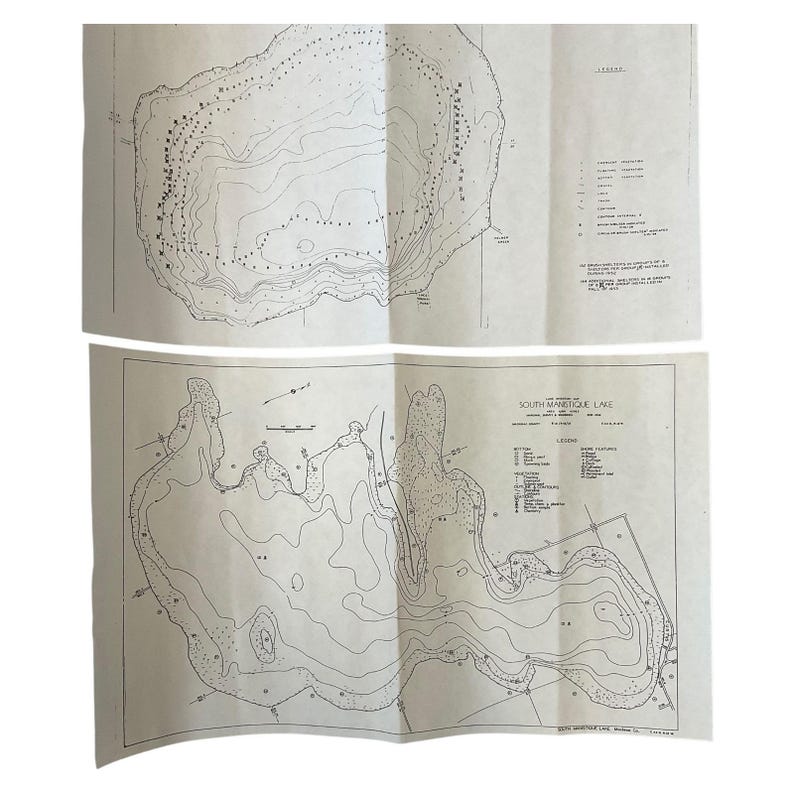 Vintage Michigan Lake Survey Maps Manistique North and South 1930s - Etsy
