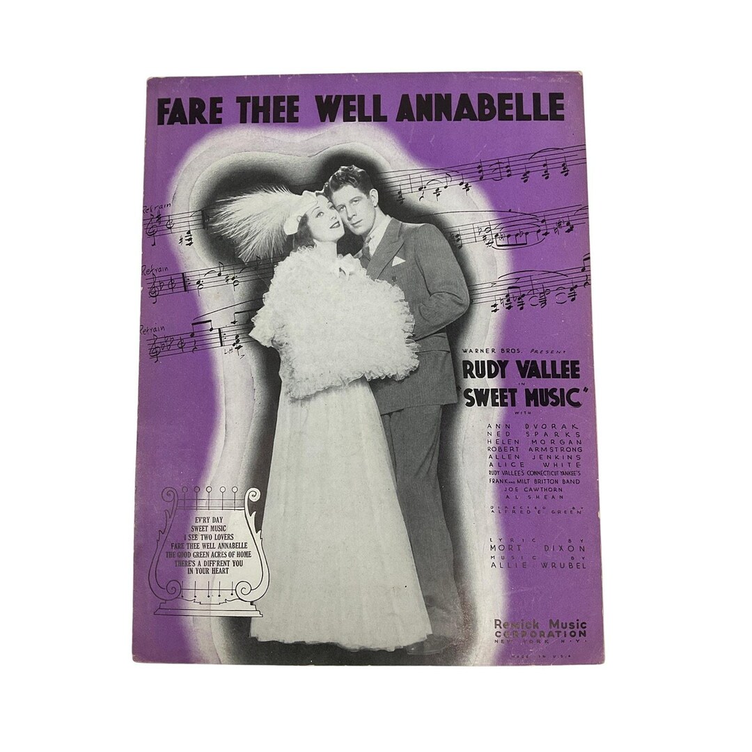 Fare Thee Well Annabelle Sheet Music 1934 Sweet Music Rudy Vallee Dixon ...