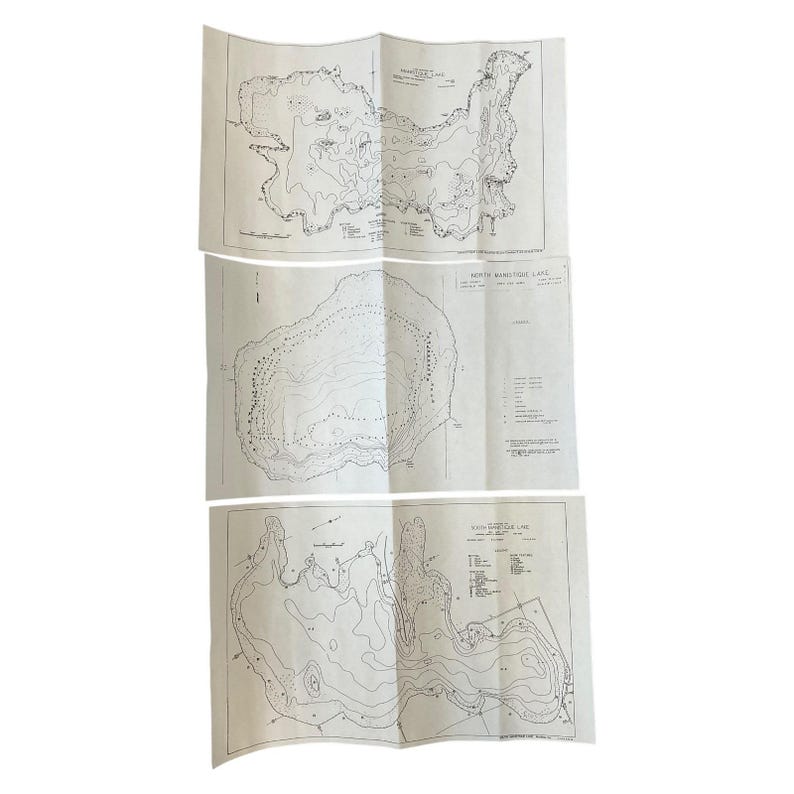 Vintage Michigan Lake Survey Maps Manistique North and South 1930s - Etsy