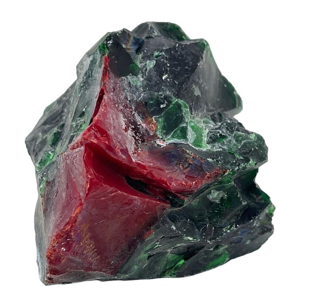 Emerald Ruby Tipped Art Glass Cullet Slag Glass #5XL160 - Etsy