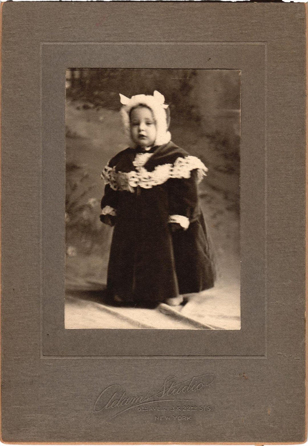 Antique Cabinet Photo Toddler in Winter Cape Adams Studio New York - Etsy