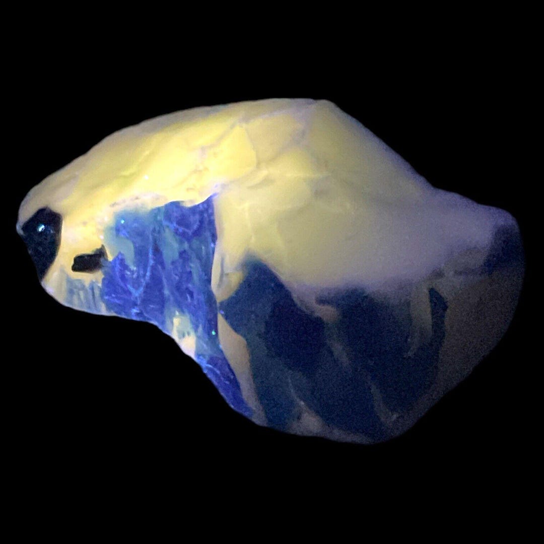 White Milk Cobalt Infused Art Glass Cullet Glowing Manganese Slag Glass ...