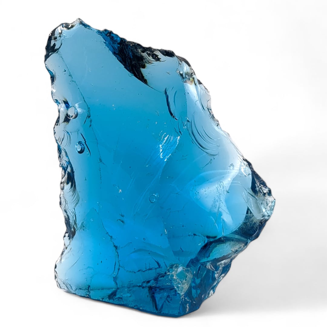 Art Glass Cullet Sculpture Glowing Federal Blue Manganese Glass 4GX16 ...