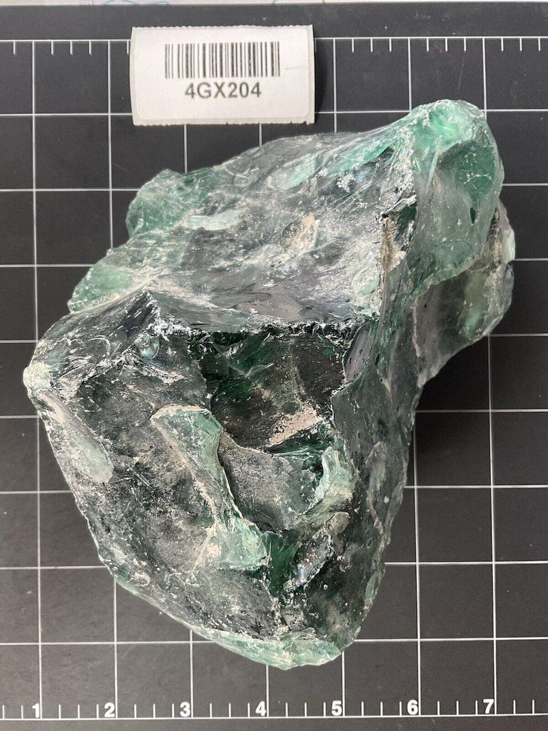 Emerald Green Translucent Art Glass Cullet Glowing Manganese Slag Glass ...