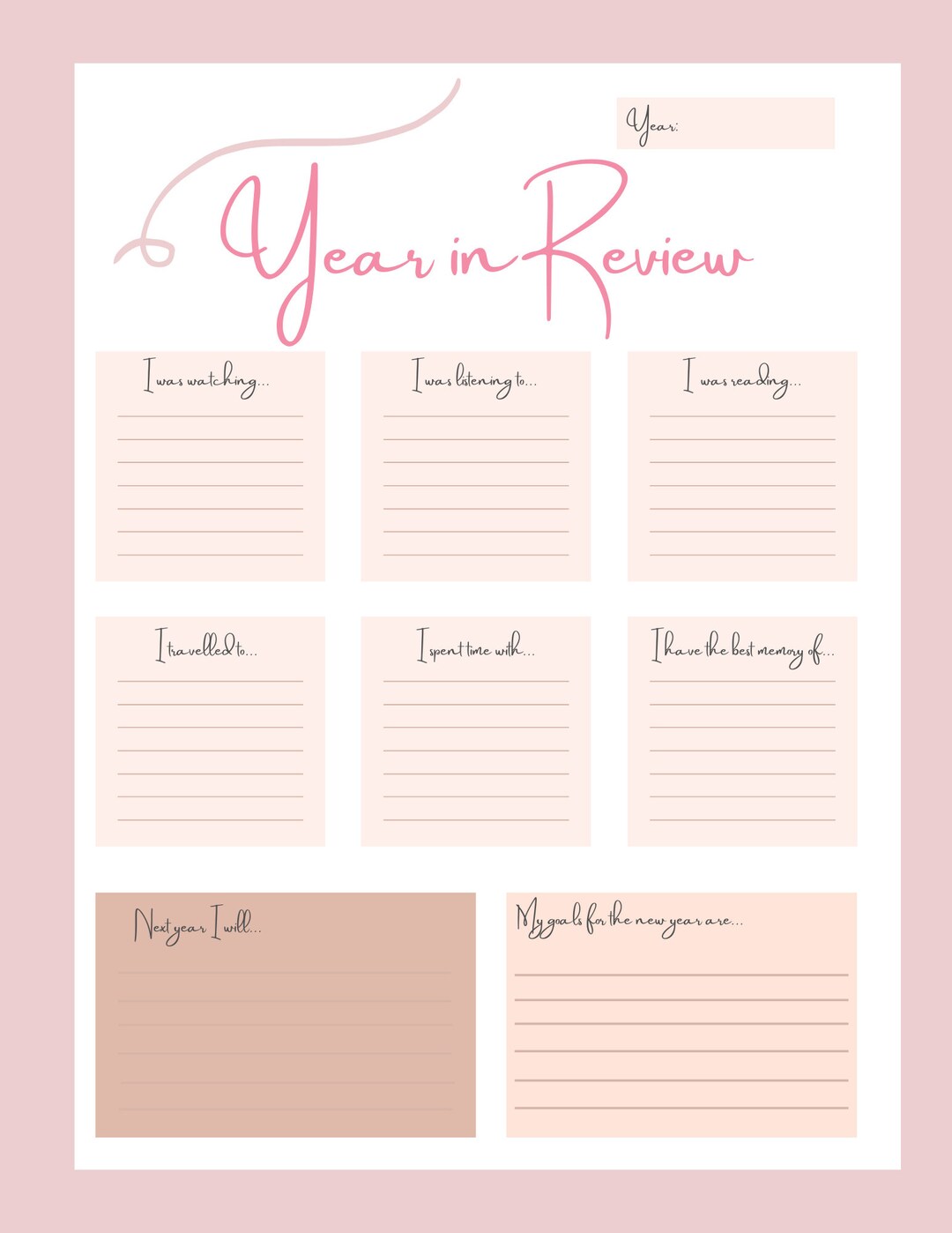 Year in Review PDF - Digital Download - Printable - Etsy
