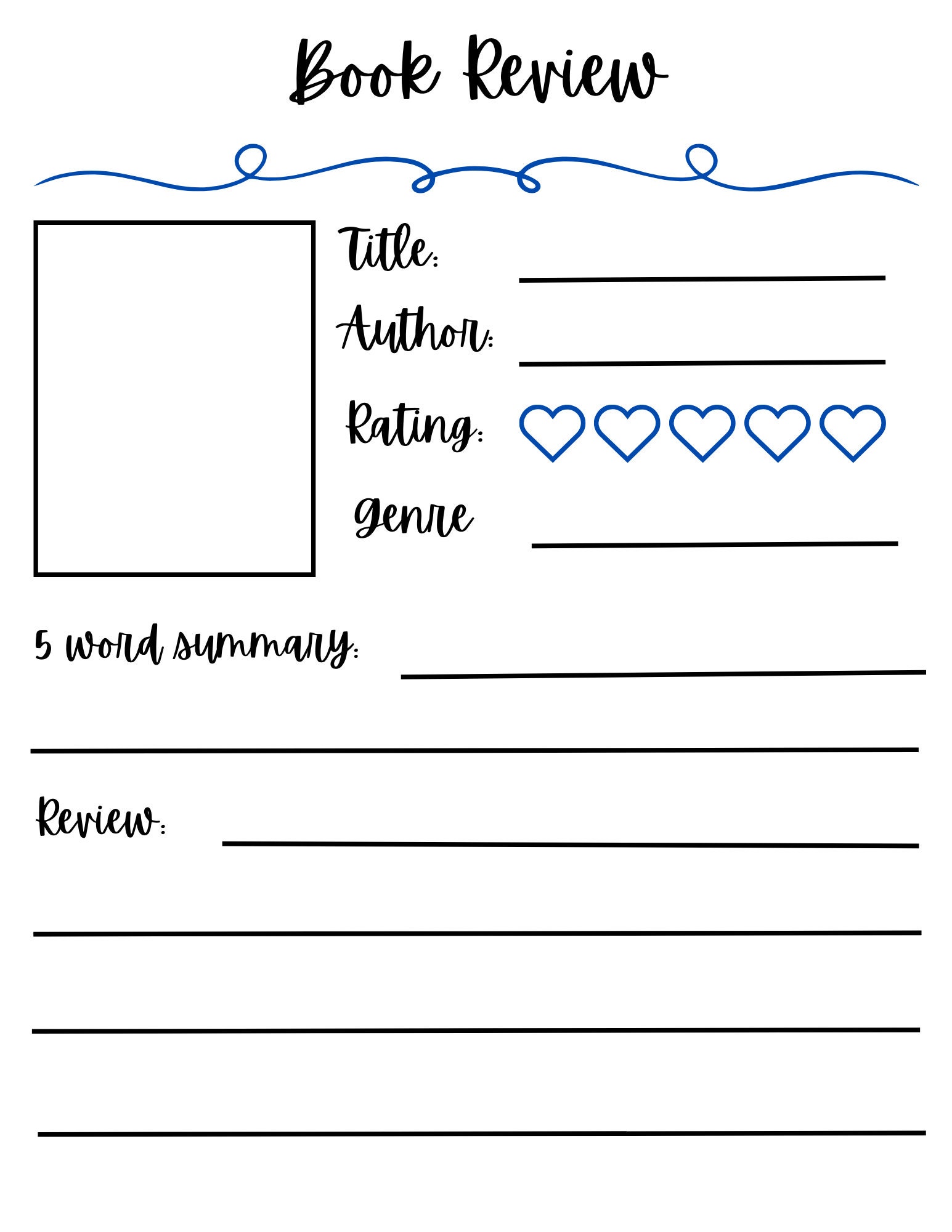 Book Review Template - Digital Download - Printable - Etsy
