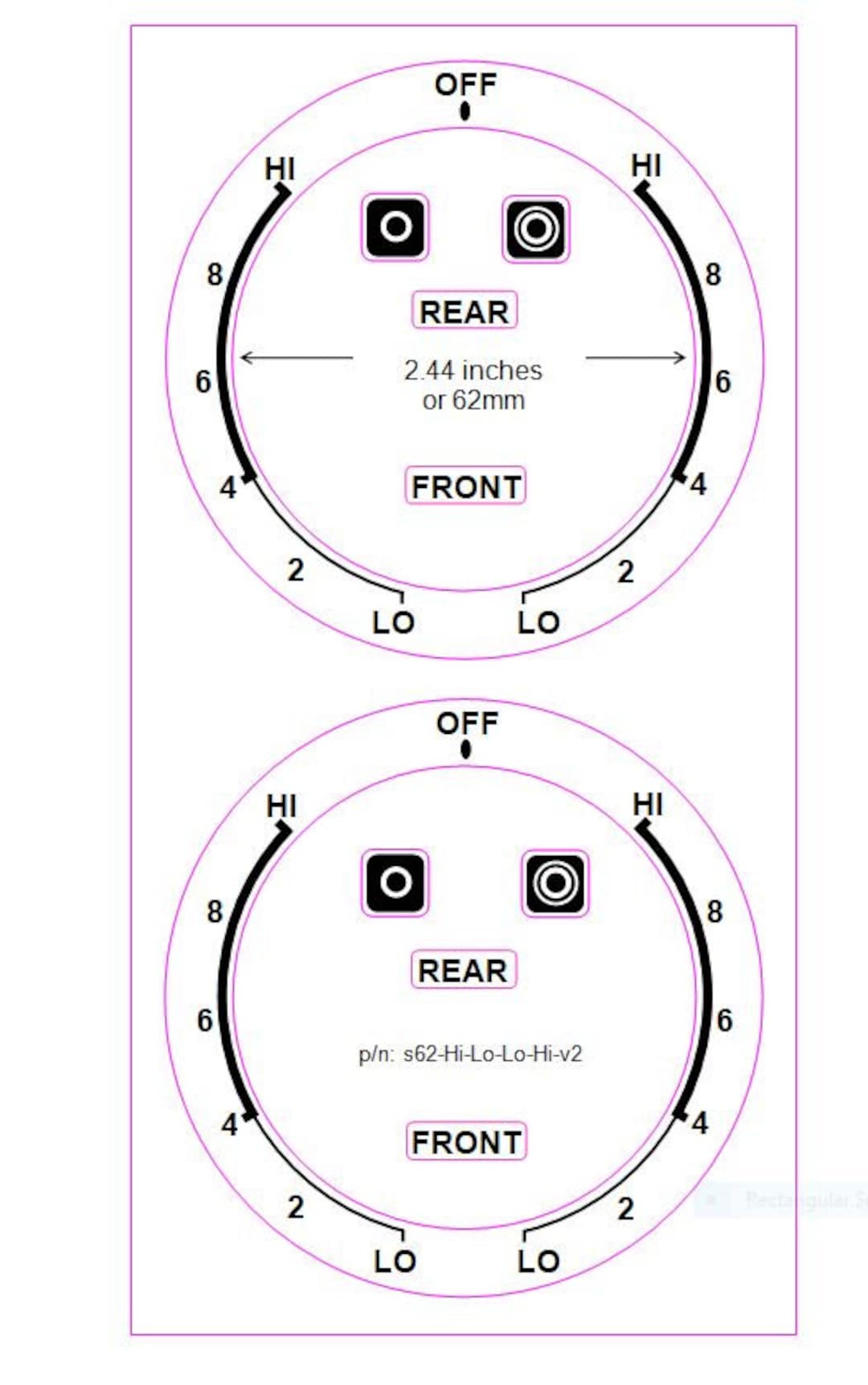 2 Dials X Hi-8-6-4-2 Lo - Lo-2-4-6-8-hi for an American Style Cooktop ...