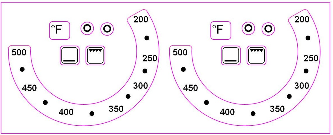 Fahrenheit Oven Temperature Sticker Decals With Marking Numbers 200-500 ...