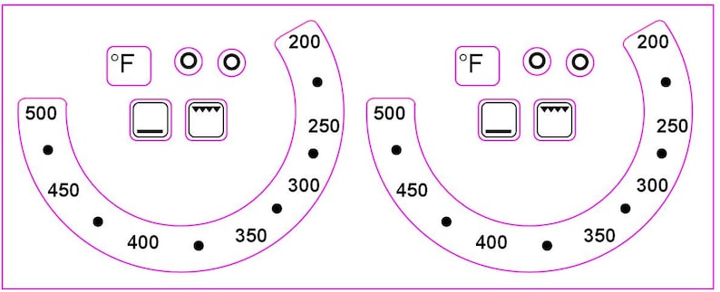 Fahrenheit Oven Temperature Sticker Decals With Marking Numbers 200-500 ...