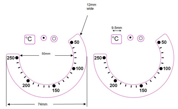 Pair of OVEN TEMPERATURE Sicker Decals With Numbers 50-250 - Etsy