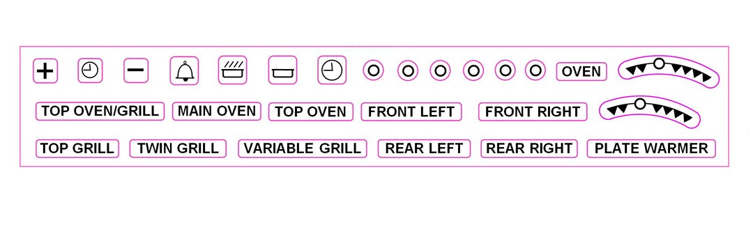 Small Oven and Stove Top LETTERING With Symbols-transparent Self ...