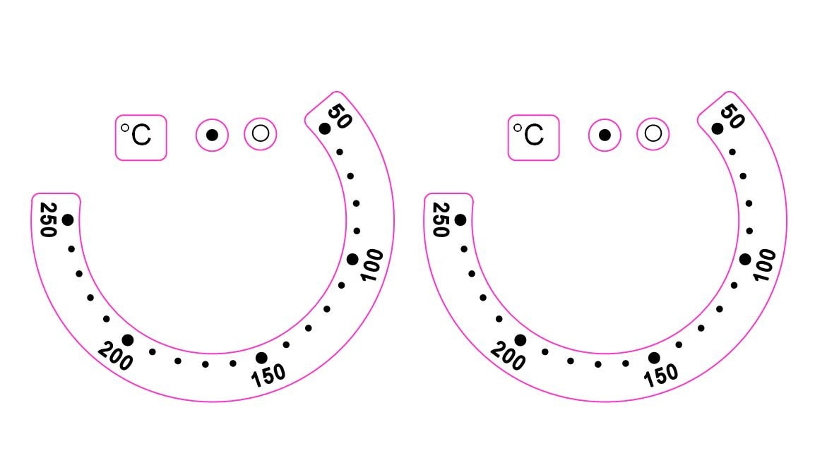Pair of Oven Temperature sticker decals with wrap around | Etsy