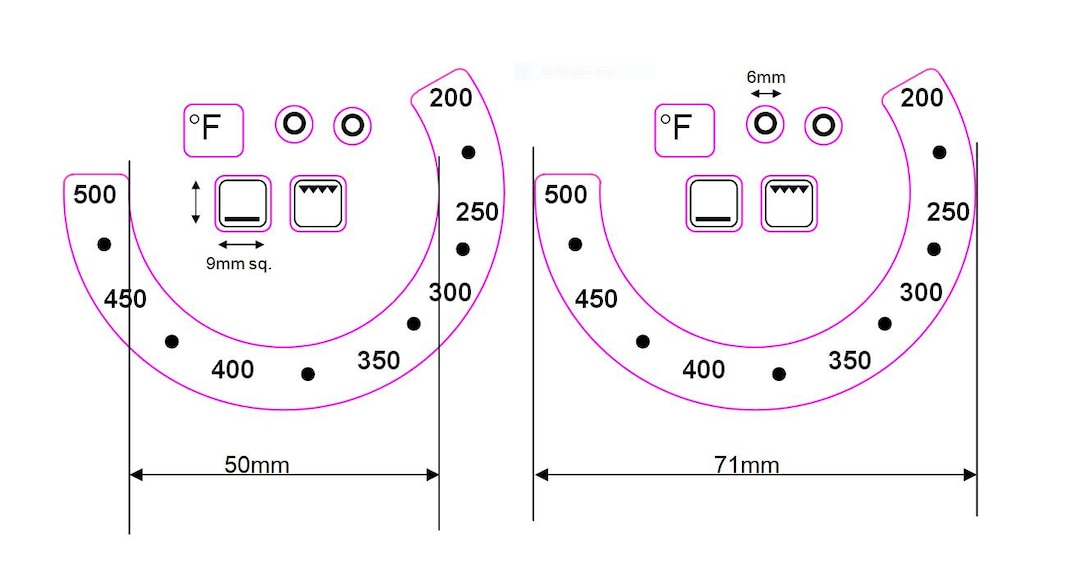 Fahrenheit Oven Temperature Sticker Decals With Marking Numbers 200-500 ...