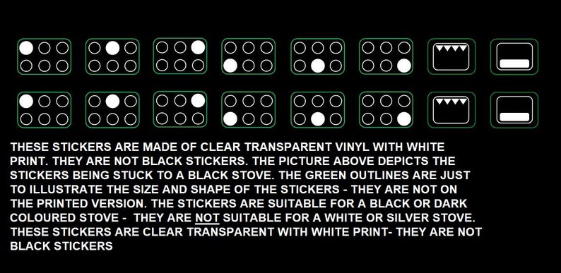 6 ring cooker top markings decals double set. Please note | Etsy