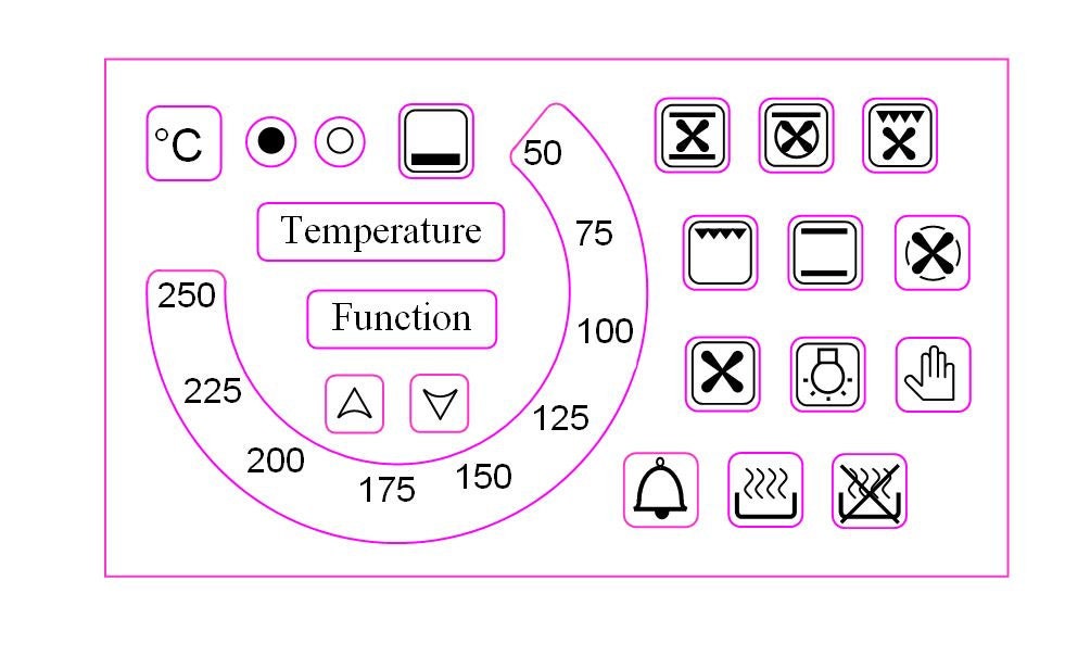 Temperature Dial With 18 Oven Symbols + "temperature" and "function ...