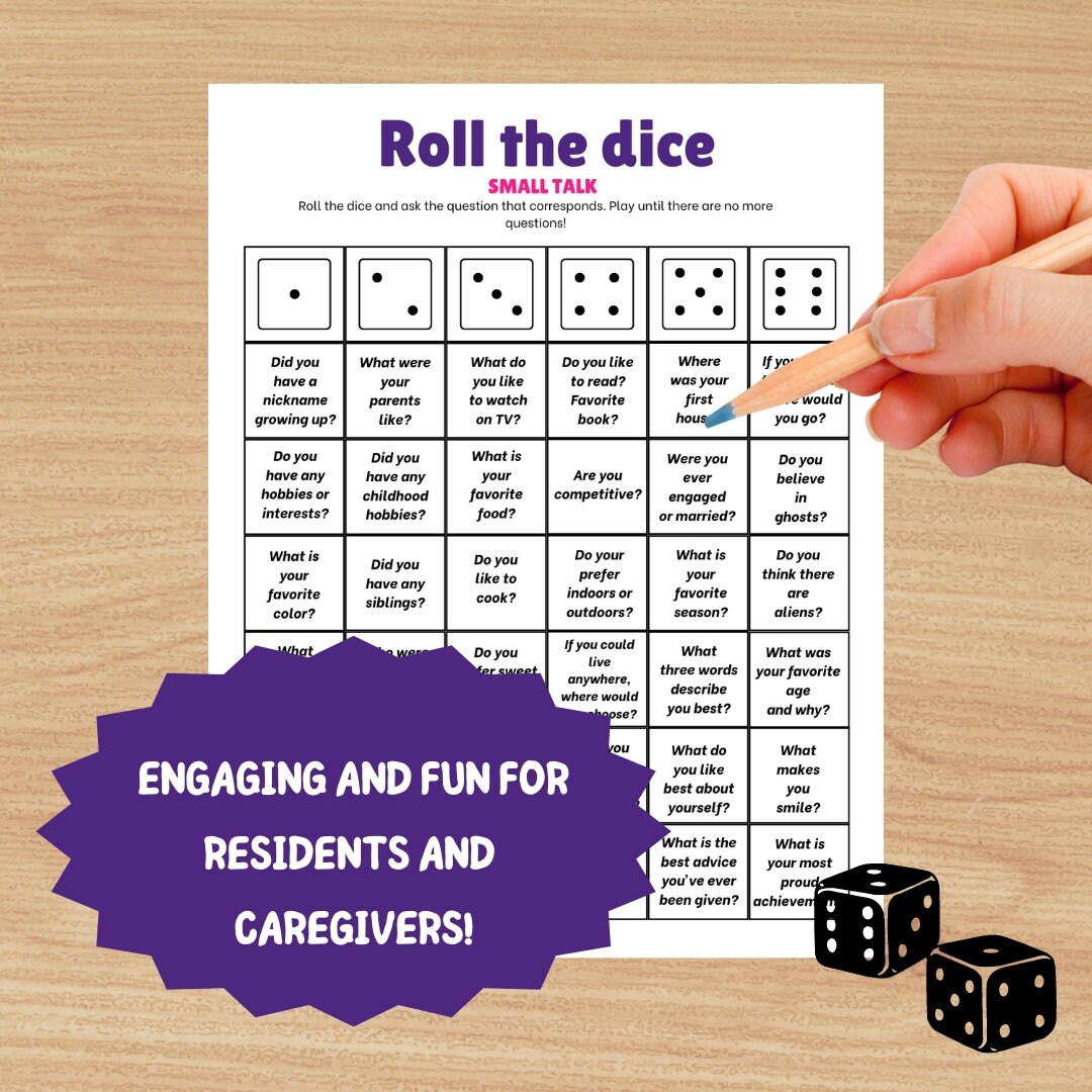 Small Talk, Dementia Games, Icebreaker, Conversation Prompts, Roll the ...