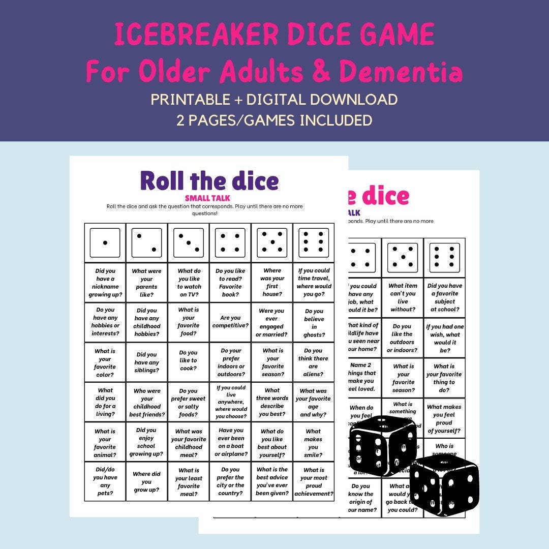 Small Talk, Dementia Games, Icebreaker, Conversation Prompts, Roll the ...