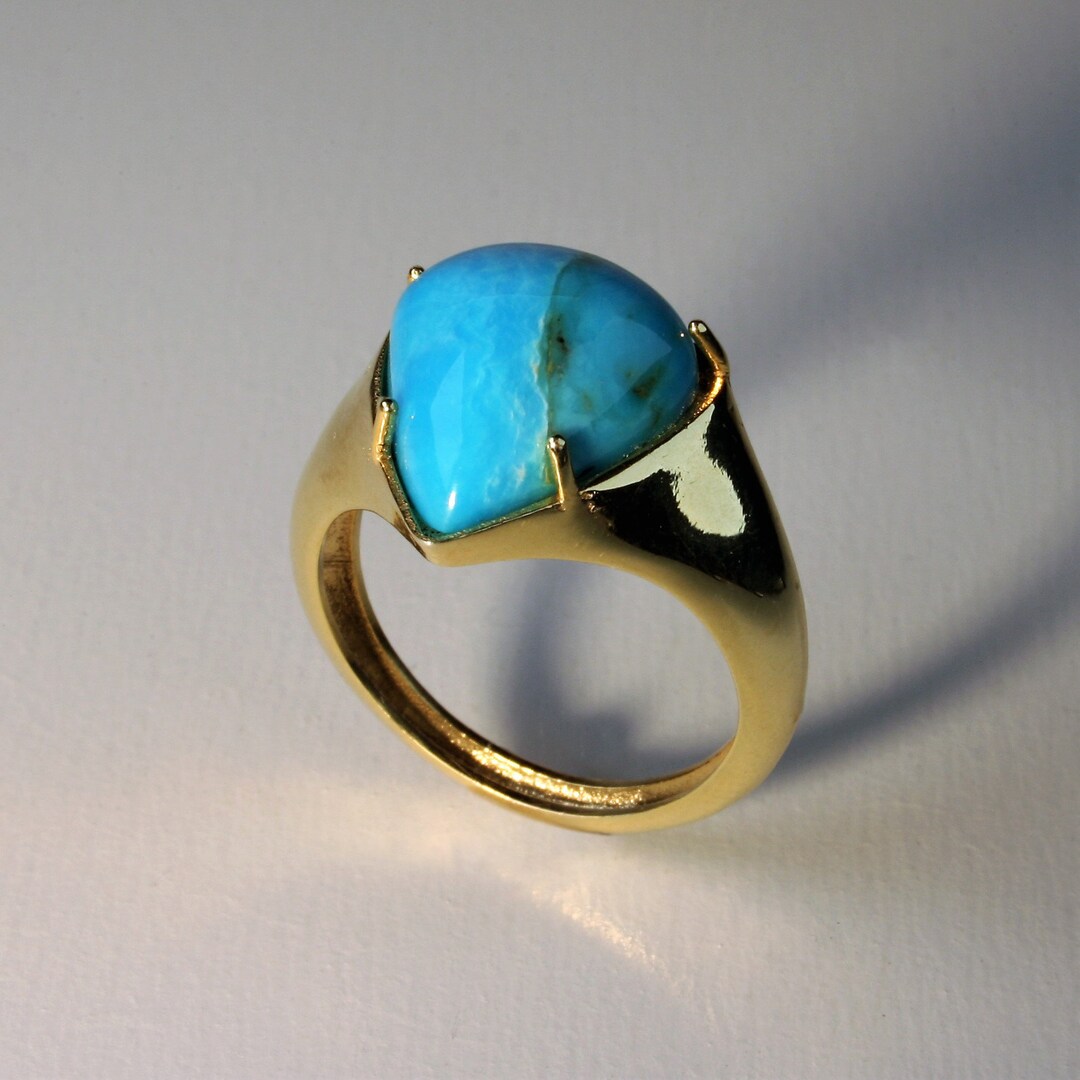 ESSENCE Ring in 18kt Gold With Drop Turquoise - Etsy