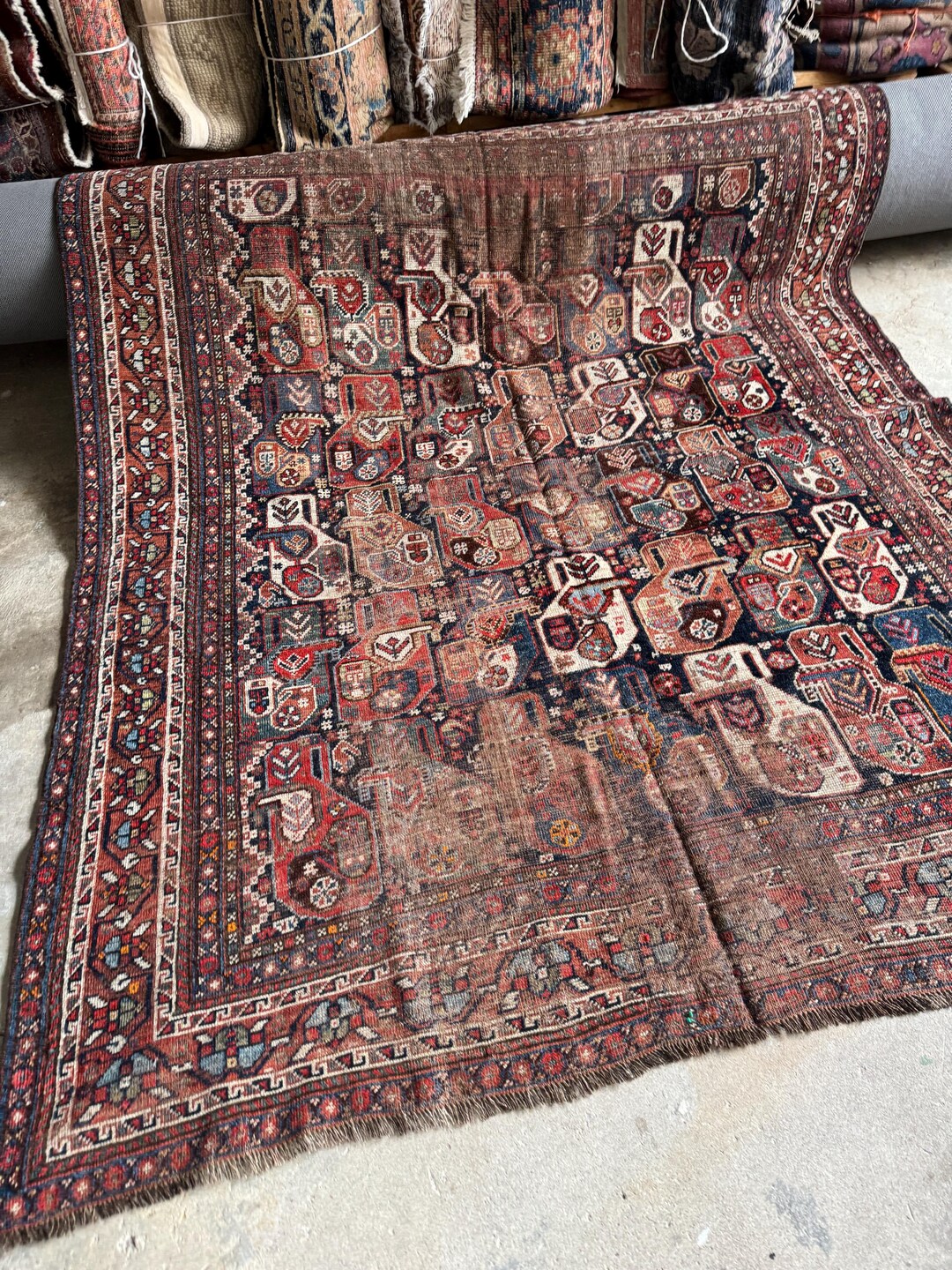 5x6 Square Worn Rug / Antique Wool Rug / Vintage Area Rug / Home Decor ...