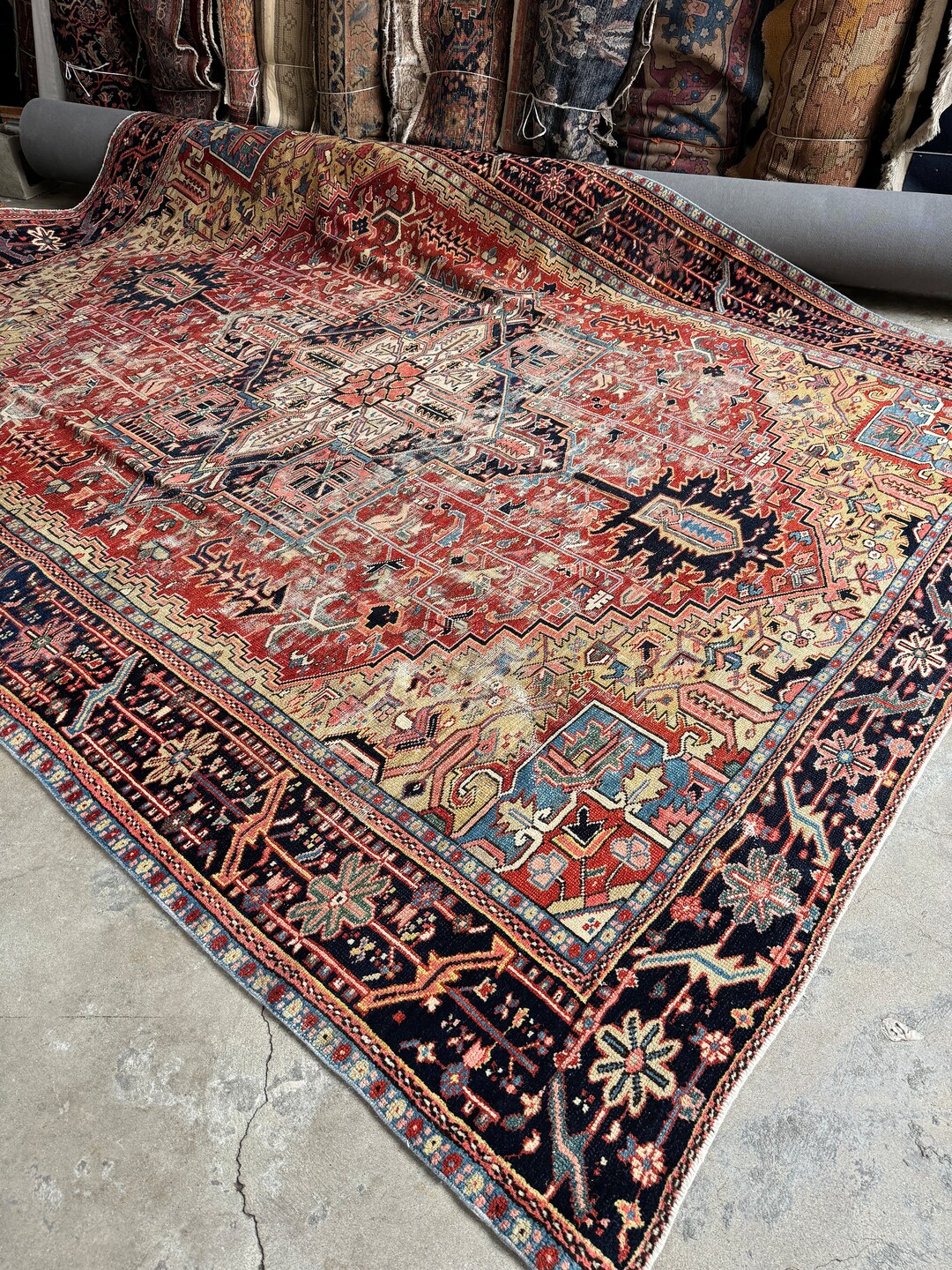9x11 Antique Tribal Rug / Large Vintage Rug / Handmade Wool Rug ...