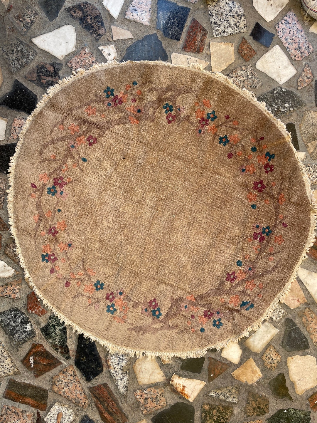 3x3 Antique Round Art Deco Chinese Rug #3107 - Etsy