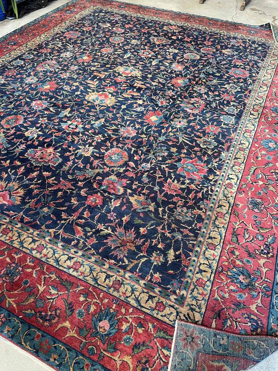 11' X 13'9 Antique Navy Blue Rug 2660 / 11x14 Vintage Rug - Etsy