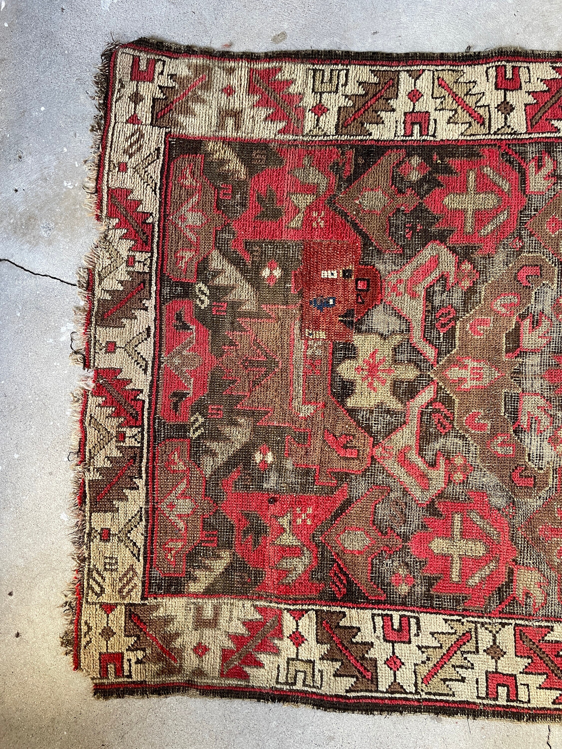 19th Century Worn Rug / 3'4 X 4'9 Antique Caucasian Rug #3041 - Etsy