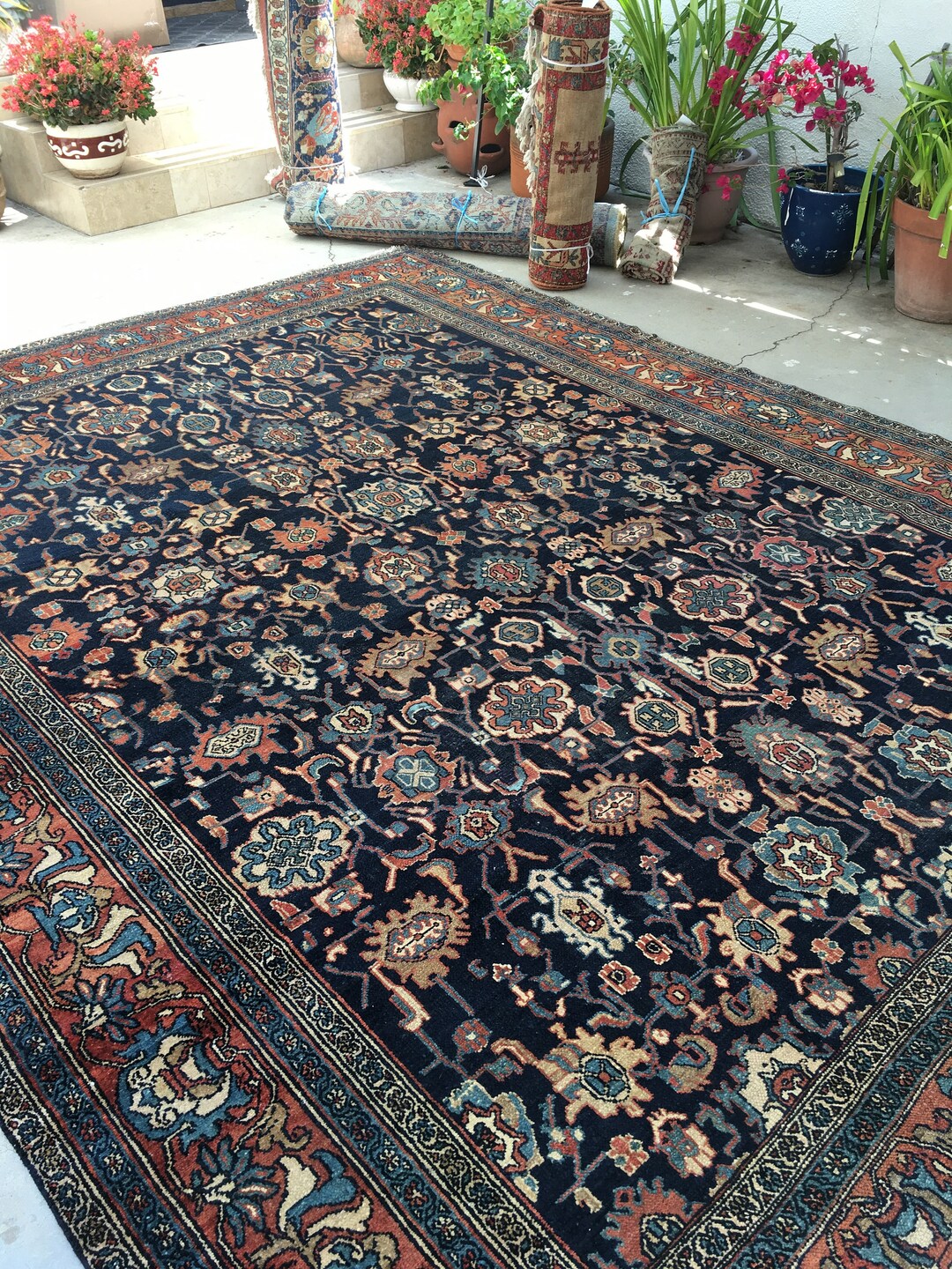 8'6 X 11' Antique Village Rug Rug 1140 / Large Vintage Rug/ Large Area ...