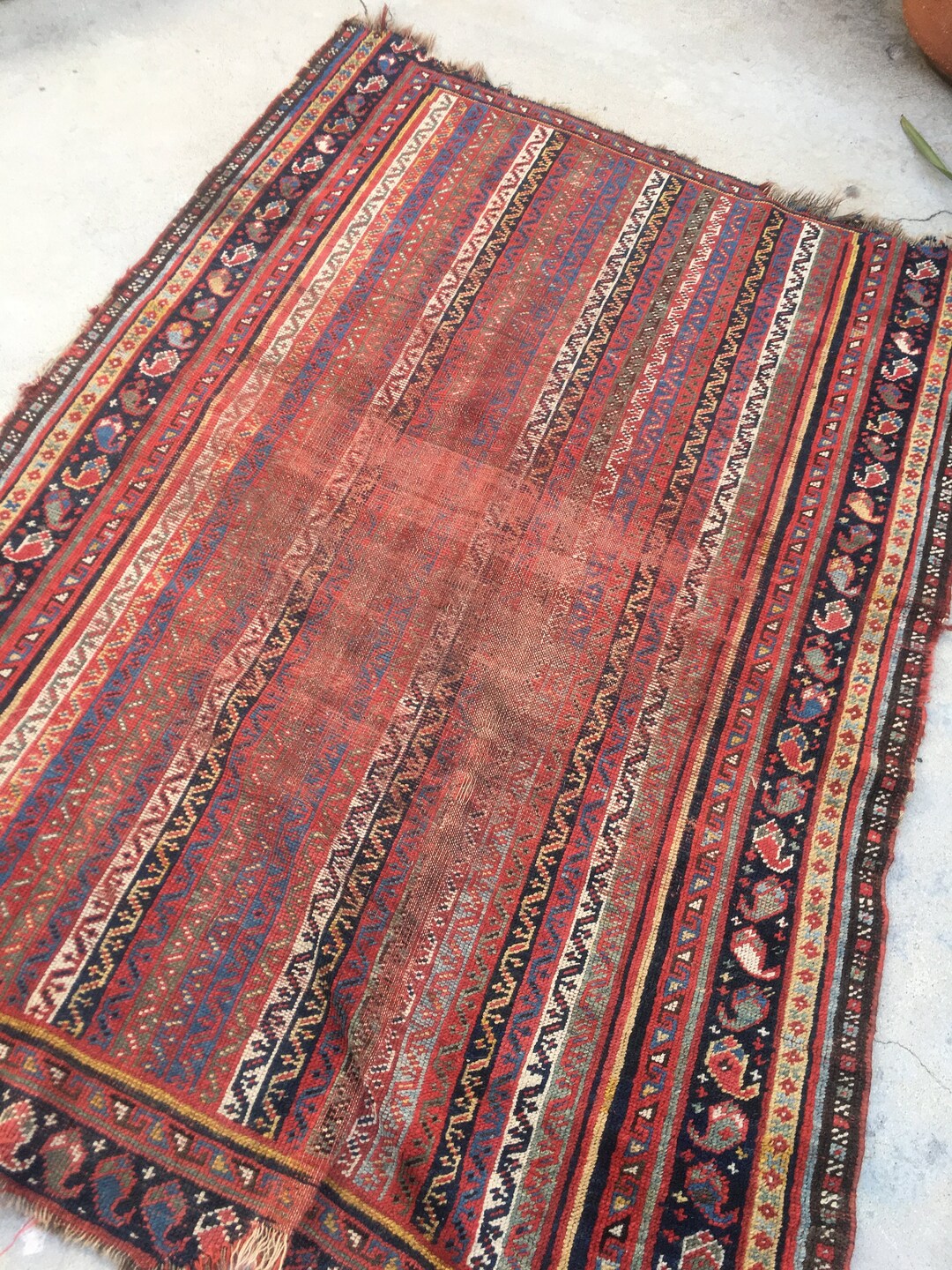 3'7 X 5'5 Love Worn Antique Village Rug / Small Vintage Rug / 4x6 Worn ...