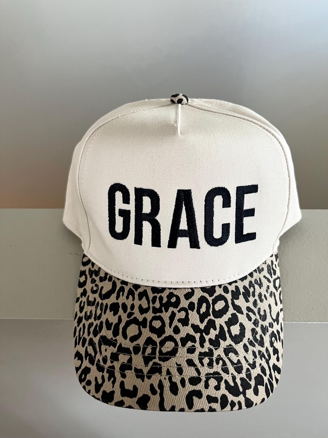 Grace Cheetah Trucker Hat, Embroidered Grace Hat, 2 Tone Trucker Hat ...
