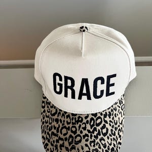 Grace Cheetah Trucker Hat, Embroidered Grace Hat, 2 Tone Trucker Hat ...