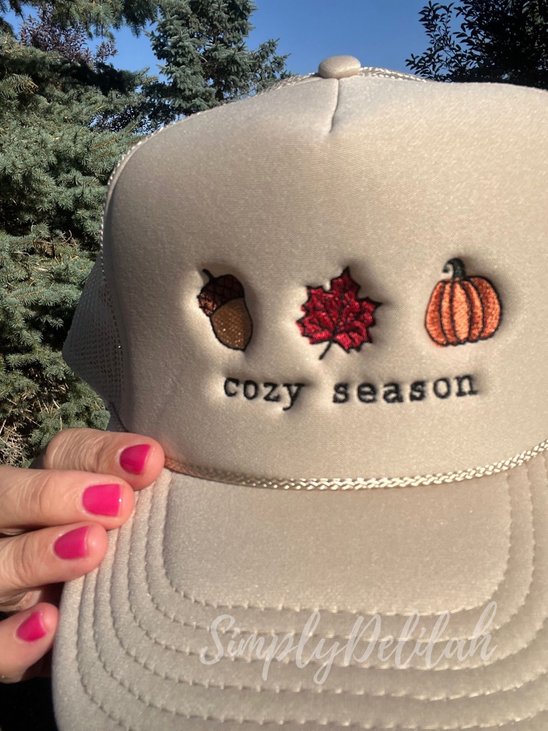 Cozy Season Fall Trucker Hat, Embroidered Hat for Fall, Cute Fall Vibes ...