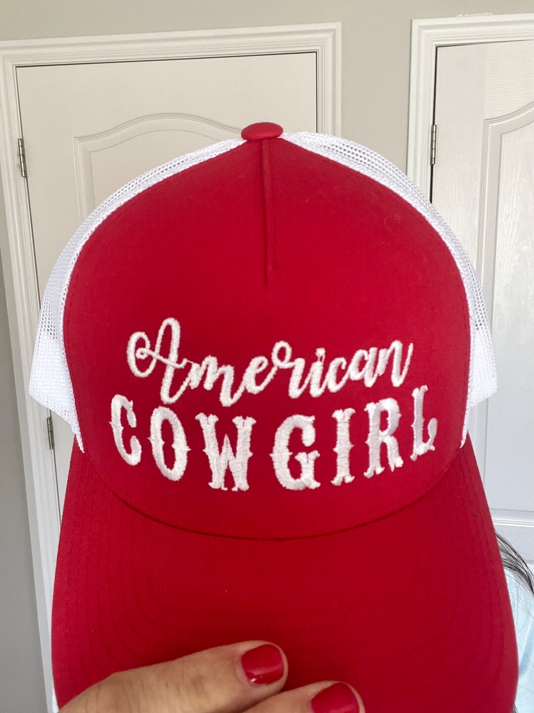 Country Fan Trucker Hat, American Cowgirl Hat, Red Hat for Women ...