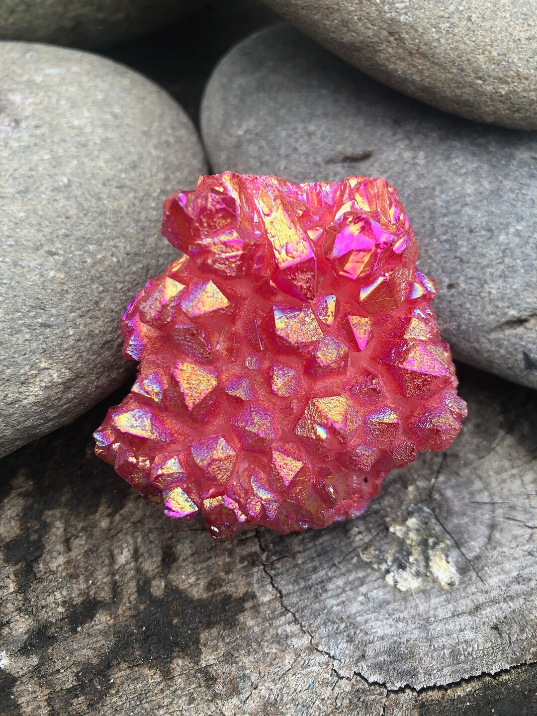 Red Flame Aura Quartz Crystal Cluster - Etsy