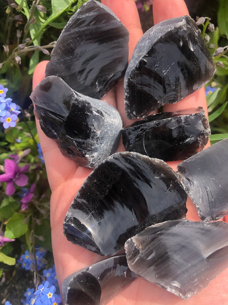 1 Pc Small Half Rough Obsidian Chunk - Etsy