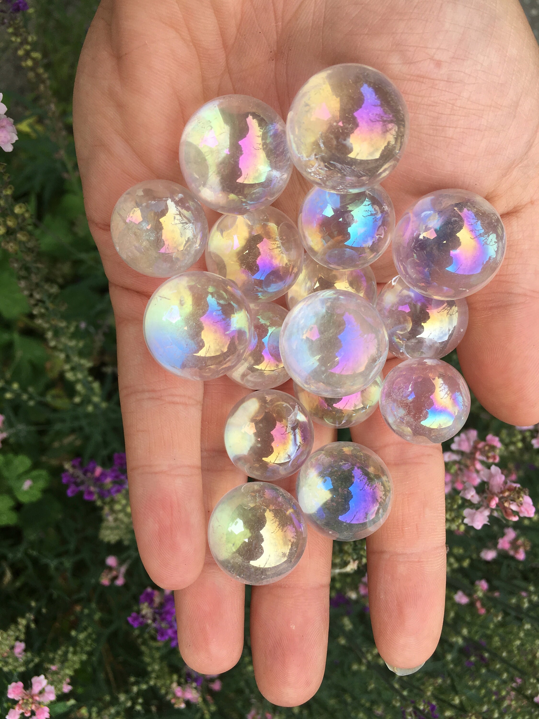 Small Aura Quartz Spheres | Etsy