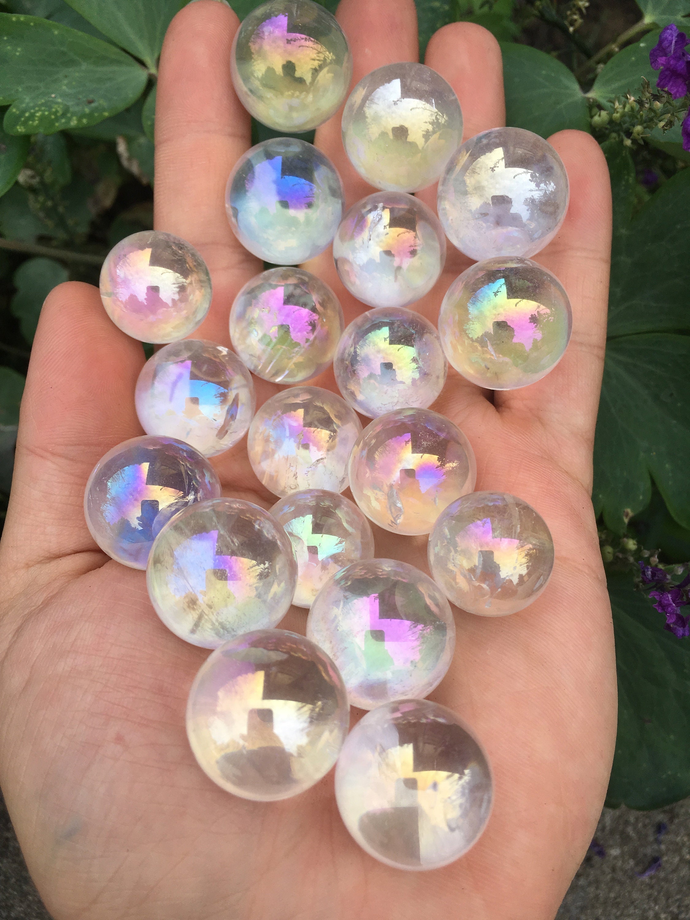 Small Aura Quartz Spheres - Etsy UK