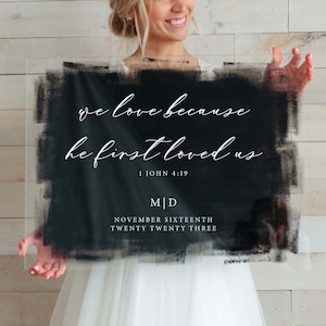 Acrylic Bible Verse Wedding Sign, Couples Initials & Date, Modern ...