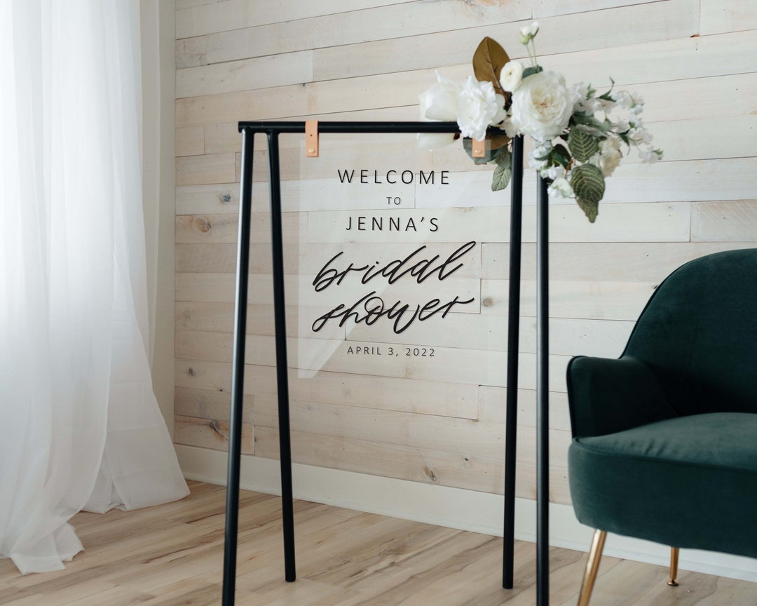 Acrylic Bridal Shower Welcome Sign, Modern Decor, Clear, Frosted ...