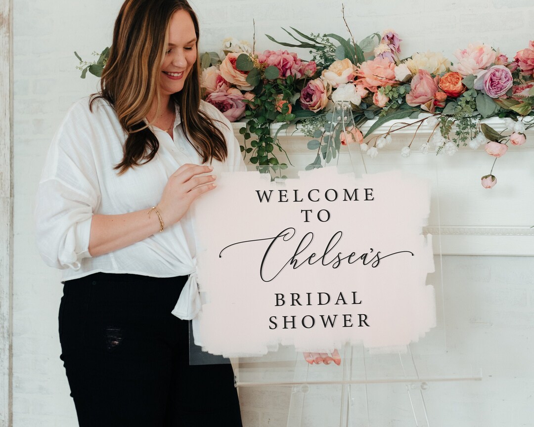 Acrylic Bridal Shower Welcome Sign, Modern Decor, Clear, Frosted ...
