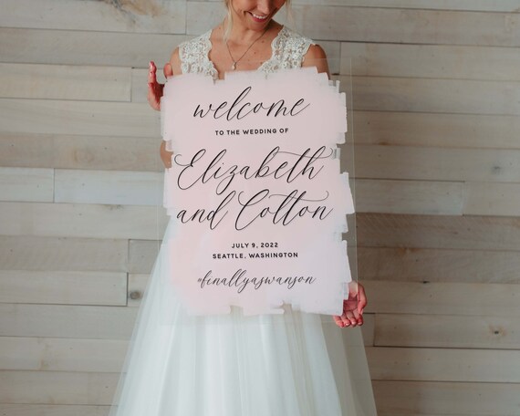 Acrylic Wedding Welcome Sign Bride and Groom Modern Decor - Etsy