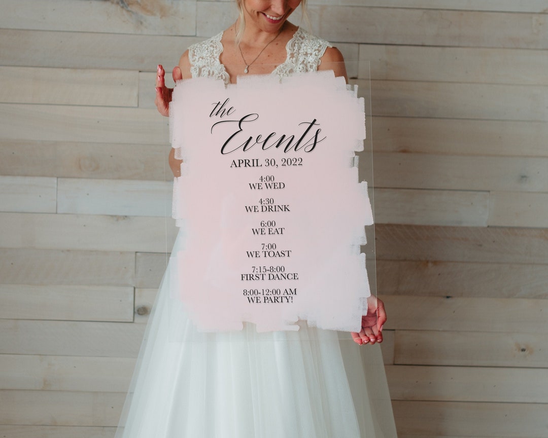 Acrylic Order of Events Sign, Wedding Timeline, Modern Decor, Clear ...