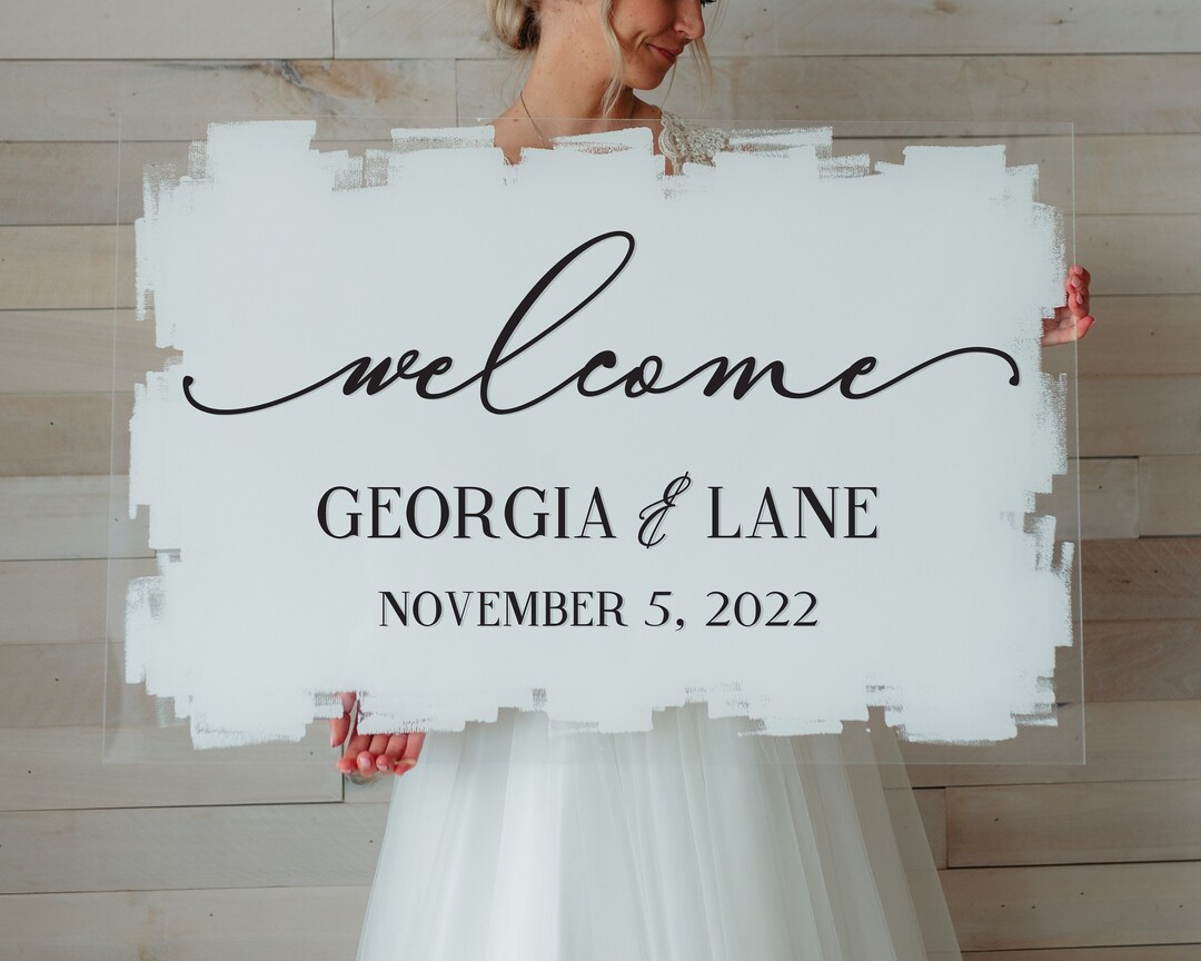 Acrylic Wedding Welcome Sign, Bride and Groom, Modern Decor, Clear ...