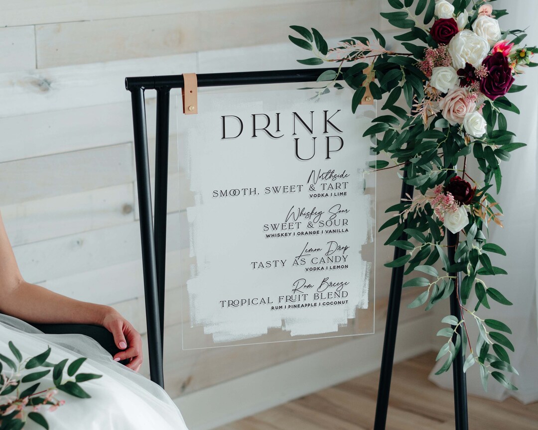 Acrylic Bar Menu Sign, Custom Drink Menu, Modern Decor, Clear, Frosted ...