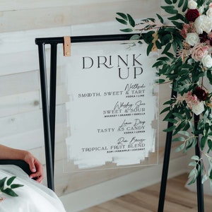 Acrylic Bar Menu Sign, Custom Drink Menu, Modern Decor, Clear, Frosted ...