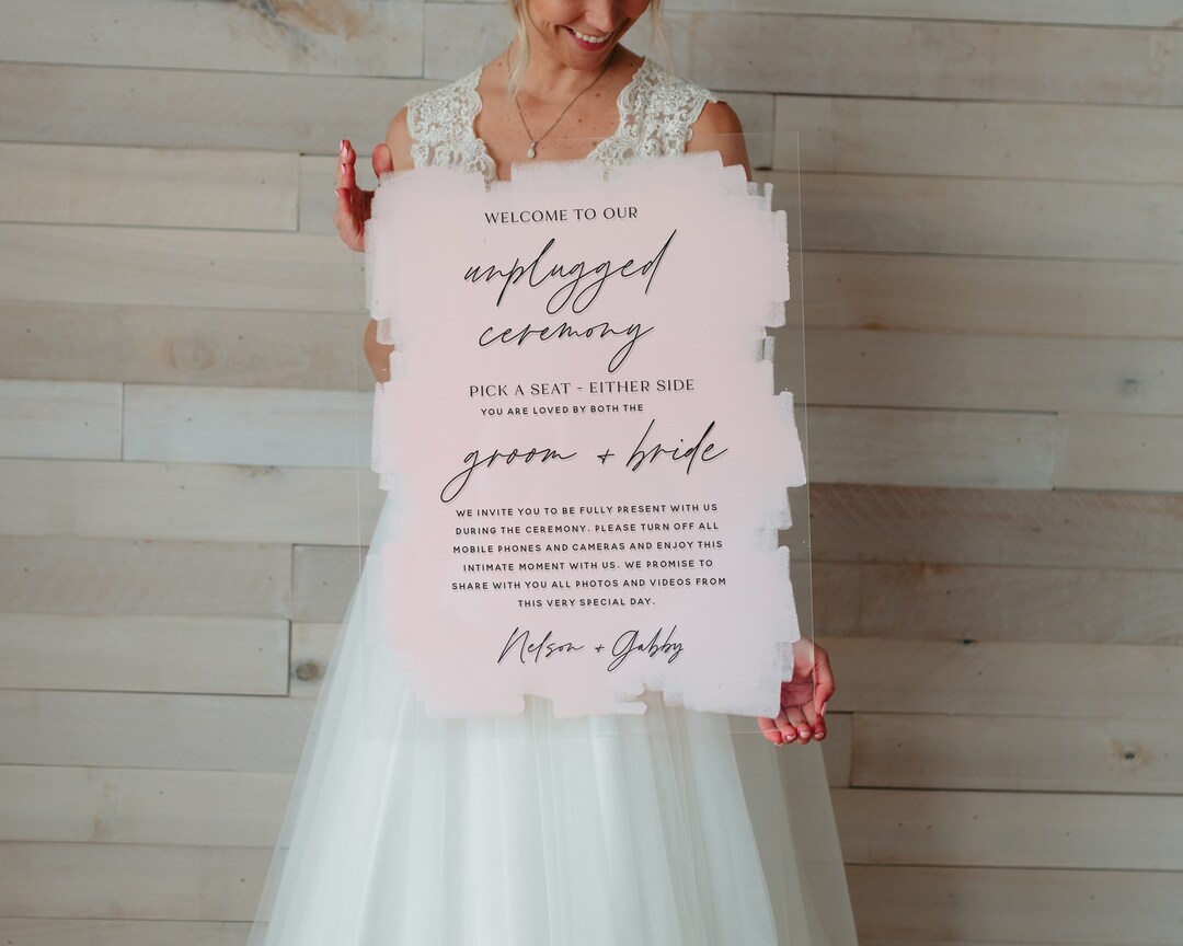 Acrylic Wedding Welcome Sign, Unplugged, Pick a Seat, Handwritten ...