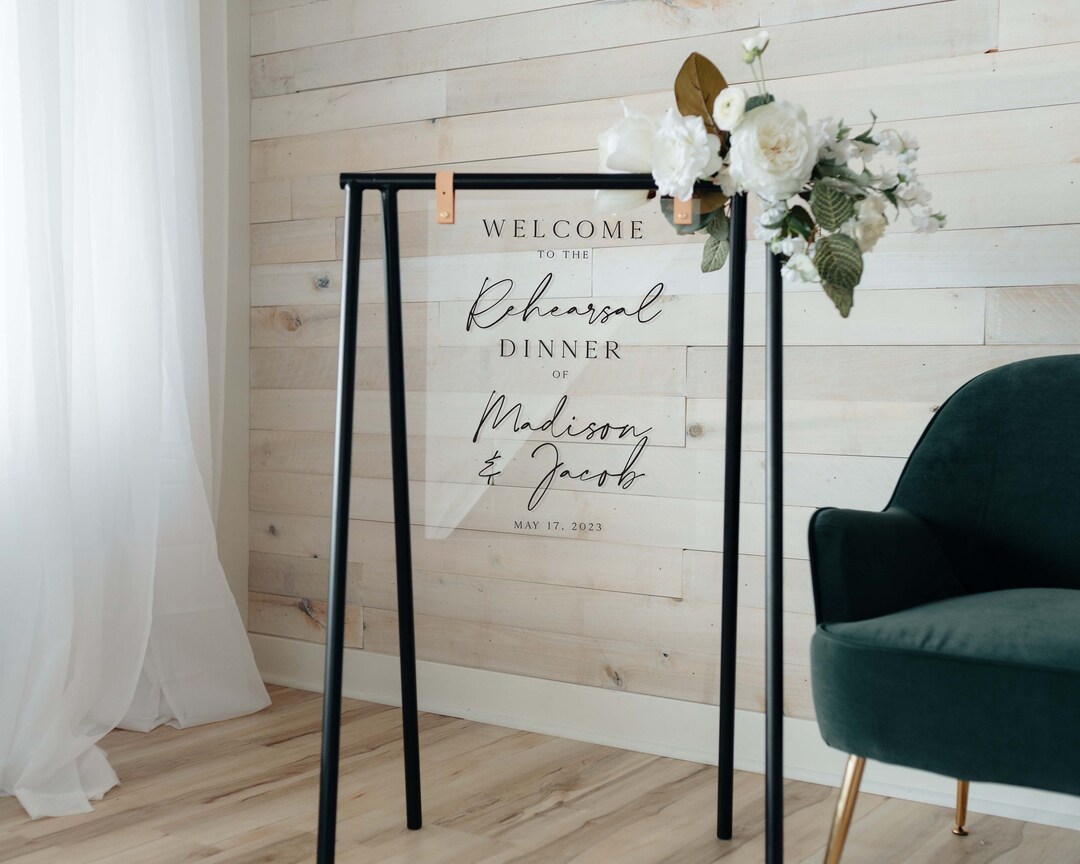 Acrylic Rehearsal Dinner Welcome Sign, Modern Event Decor, Clear ...