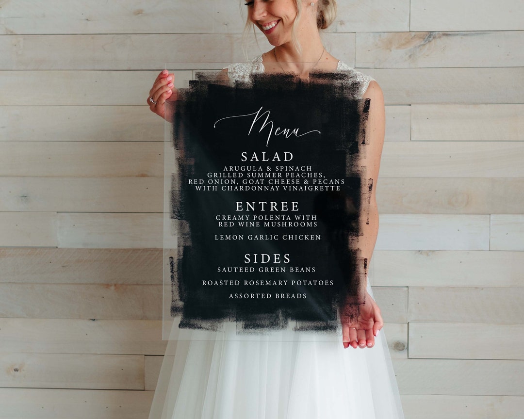 Acrylic Reception Menu Sign, Custom Wedding Guest Dinner Menu, Modern ...